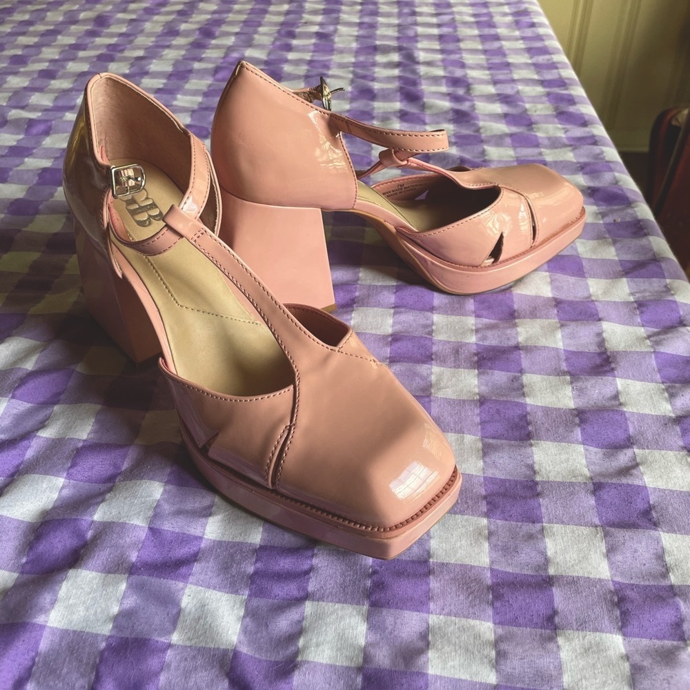 Pale Pink Chunky Platform Heel - Gem